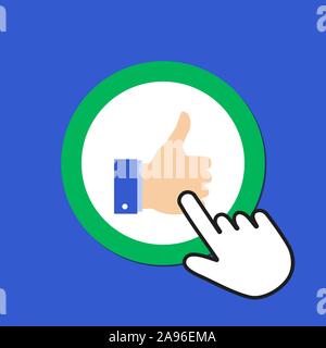 Hand Mouse Cursor Clicks the Respect Button. Pointer Push Press Button Concept Stock Vector ...
