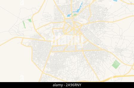 Printable street map of Thies, Senegal. Map template for business use ...