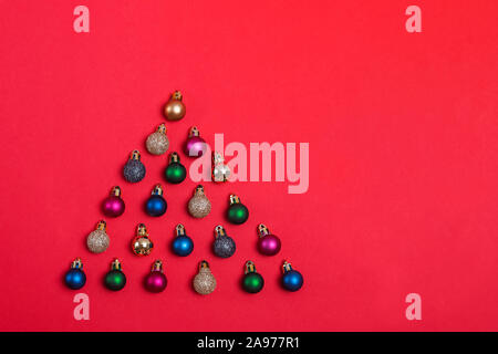 Christmas decoration. Christmas tree balls arranged on a green ...