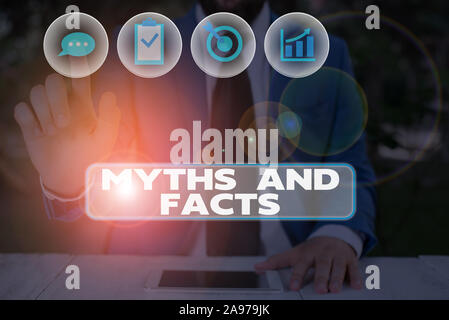 Conceptual hand writing showing Myths And Facts. Business photo ...