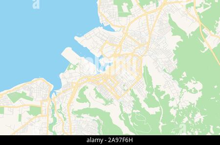 Port Louis Mauritius City Map iin Black and White Color. Outline Map ...