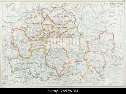 A map of London showing the Police Court Divisions . The County of ...