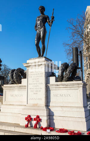A view of the Machine Gun Corps Memorial, also known as The Boy David ...