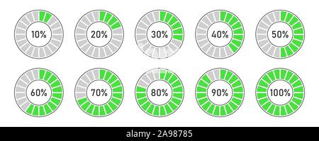 Collection of green circle percentage diagrams for infographics Stock ...