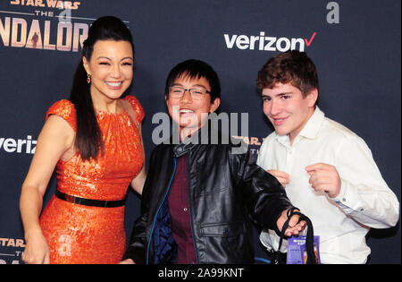 (L-R) Ming-Na Wen, Son Cooper Dominic Zee and Guest at the Disney+'s ...
