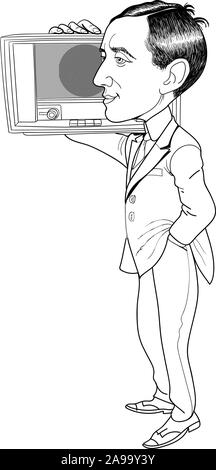 Guglielmo Marconi isolated cartoon portrait, vector. He was an Italian ...