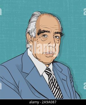 Niels Bohr isolated cartoon portrait, vector Stock Vector Image & Art ...