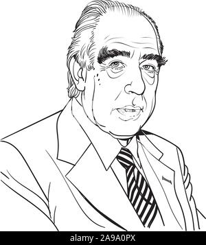 Niels Bohr isolated cartoon portrait, vector Stock Vector Image & Art ...