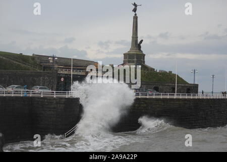 Aberystwyth Wales UK Weather 14th January 2020. Torrential rain coupled ...