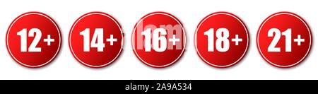 Set of age restriction signs. Age limit concept. Vector illustration ...