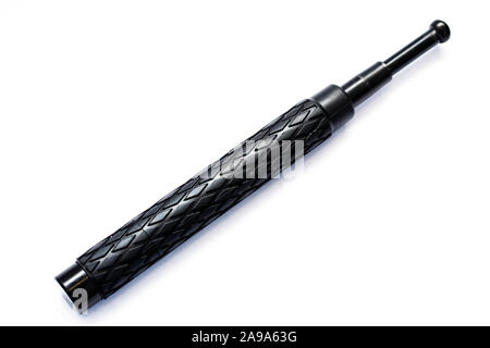Black telescopic expandable baton / truncheon isolated Stock Photo - Alamy