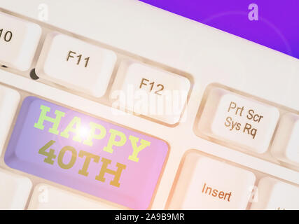 Word writing text Happy 40Th. Business photo showcasing a joyful ...