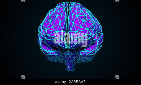 Human brain is formed by a combination of colored triangles, computer ...
