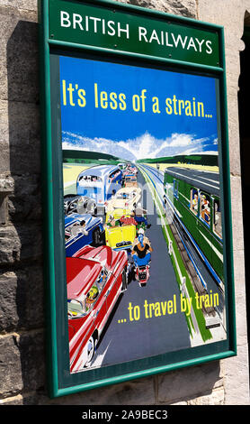 Adverts for train travel. 1950s 1960s Corfe castle Railway station ...