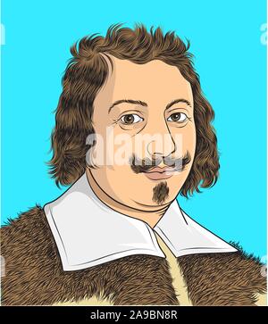 Evangelista Torricelli cartoon portrait. He was an Italian physicist ...