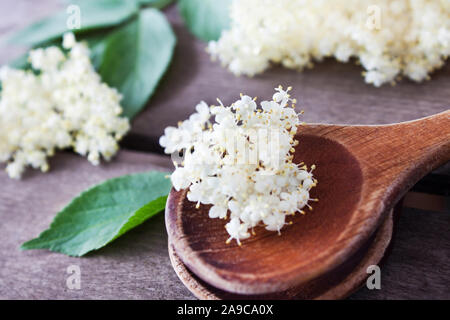 Cooking with elder flowers and tools Stock Photo - Alamy