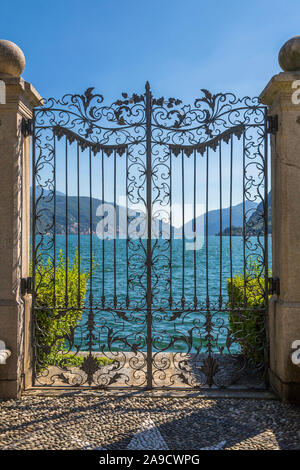 A famous gate at the Lago di Lugano in Lugano Parco Civico Stock Photo ...