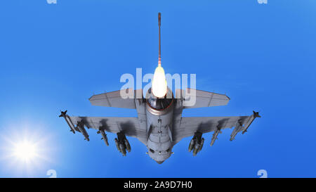 bottom view of a military fighter jet aircraft in flight Stock Photo ...