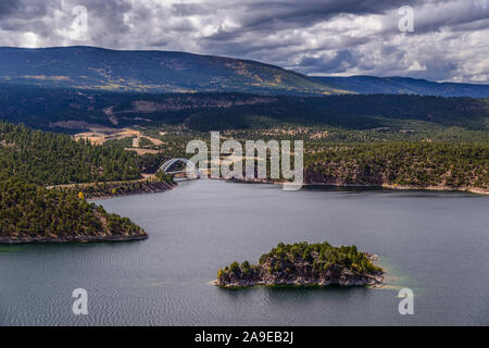 The USA, Utah, Dagett county, Dutch John, Flaming Gorge reservoir, view ...