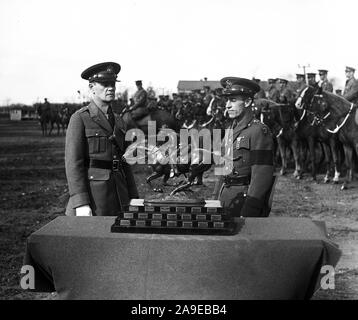In this photograph, Maj. Gen. Guy V. Henry, (left) U.S. Chief of ...