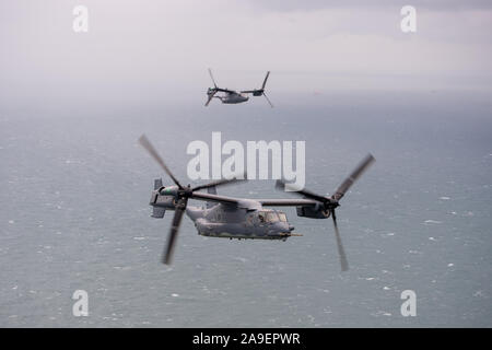 A U.S. Air Force CV-22 Osprey tiltrotor aircraft from the 8th Special ...