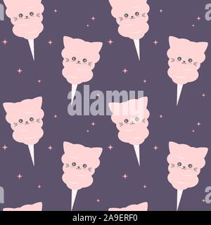 cute cartoon cotton candy cat vector illustration Stock Vector Image ...