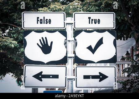 Street Sign the Direction Way to True versus False Stock Photo - Alamy
