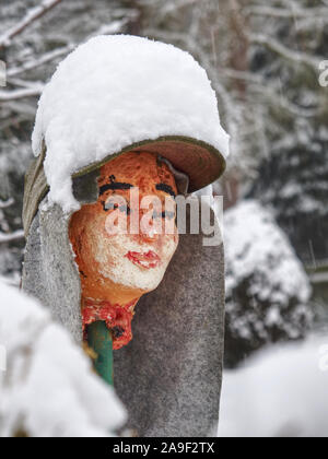 Vodoo scary mask. Inhuman head of guardian of a haunted house. Funny ...