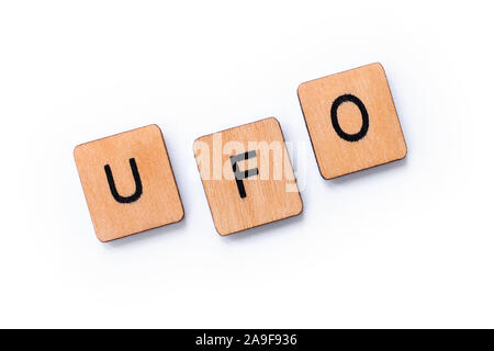 The abbreviation UFO which stands for Unidentified Flying Object, spelt ...
