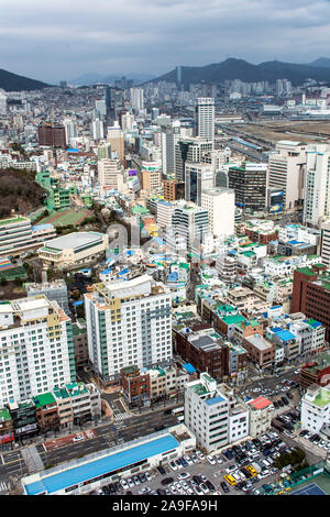 South Korea. Busan. City overview with harbour Stock Photo - Alamy