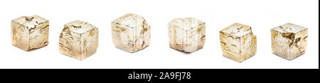 pyrite cubes isolated on the golden background Stock Photo - Alamy