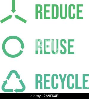 Zero waste set. Symbols of recycling and reducing pollution. Vector ...
