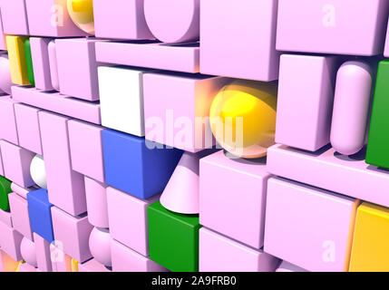 Abstract background with wall of multiple 3d shapes Stock Photo - Alamy