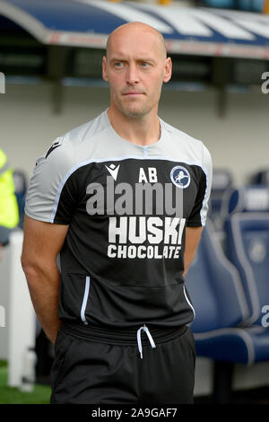 Millwall manager Adam Barrett during the Millwall FC v Blackburn Rovers ...