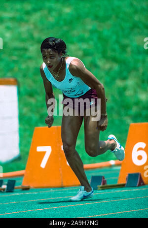 Florence Griffith Joyner competing at the 1982 Berlin Track and Field ...