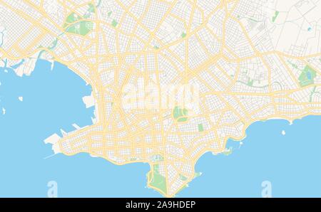 Vector map of Montevideo, Uruguay. Urban city in Uruguay. Street map ...