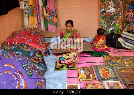 PINGLA, WEST BENGAL , INDIA - NOVEMBER 16TH 2014 : Colourful paintings ...