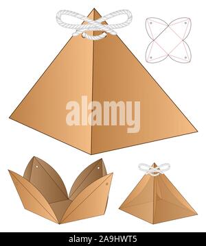 Pyramid box, die cut template. Pyramid box illustration, vector. Mock ...
