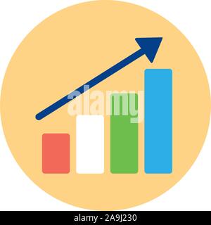 Workflow bars with increase arrow block gradient style icon design, Infographic data information ...