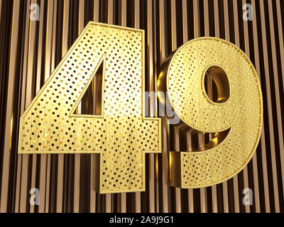 number 49 (number forty-nine) perforated with small holes on the metal ...
