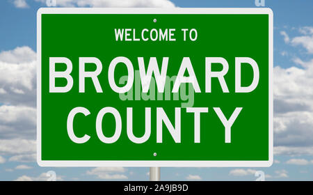 Rendering of a green highway sign for Broward County Florida Stock Photo - Alamy