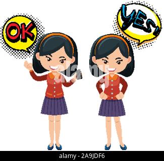 Girl with expression word saying yes illustration Stock Vector Image ...