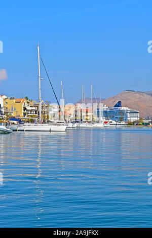 Cruise ship in the port of Argostoli on the island of Kefalonia Greece ...