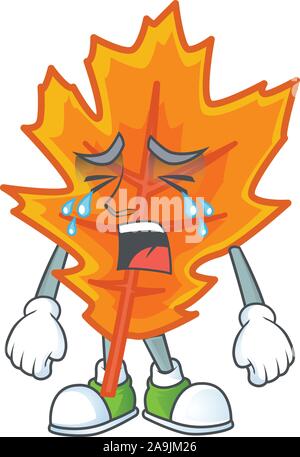 Maple leaf character with happy or sad emotions, panic, loving or brave ...