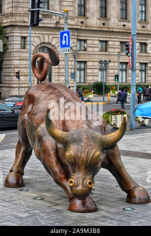 China, Shanghai, The Bund, The Financial Bund Bull, Sculptor Arturo Di ...