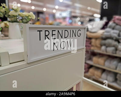 Trending Now sign in Primark Hammersmith, London, UK. 17 Oct 2019 Stock ...