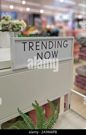 Trending Now sign in Primark Hammersmith, London, UK. 17 Oct 2019 Stock ...