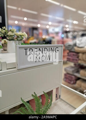 Trending Now sign in Primark Hammersmith, London, UK. 17 Oct 2019 Stock ...