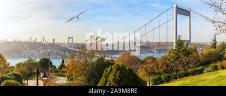 Fatih Sultan Mehmet Bridge (Second Bosphorus Bridge) across the ...