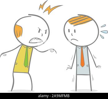 Angry stick figure vector illustration. Hand drawn upset outburst ...